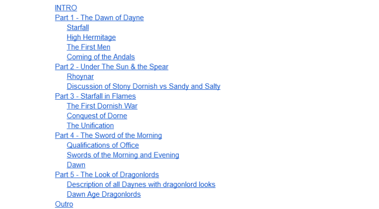 House Dayne: Part 2 - History & Lore - History of Westeros